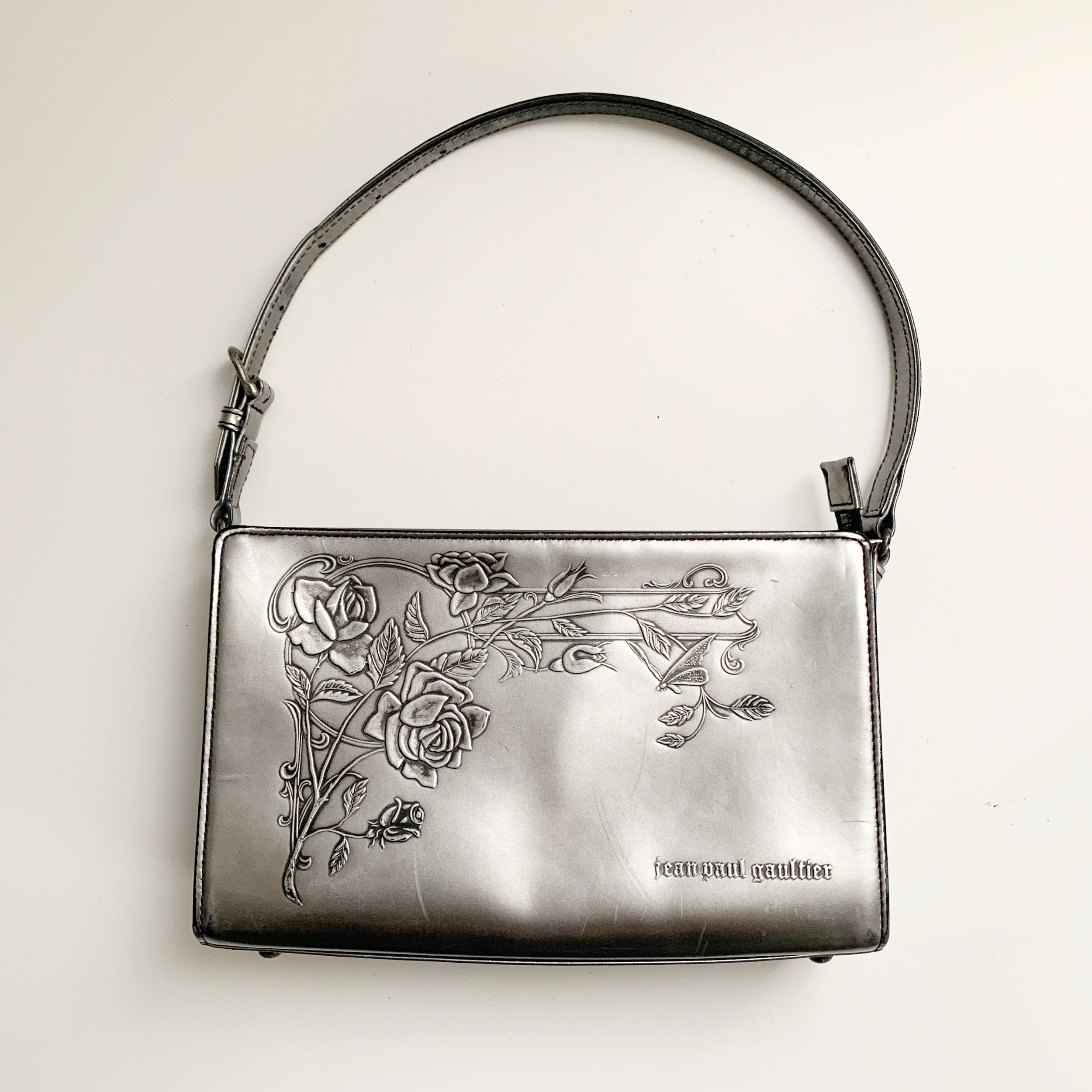 Jean Paul GAULTIER Vintage New Rose Silver Metallic Handbag Jean Paul GAULTIER Vintage New Rose Silver Metallic Handbag