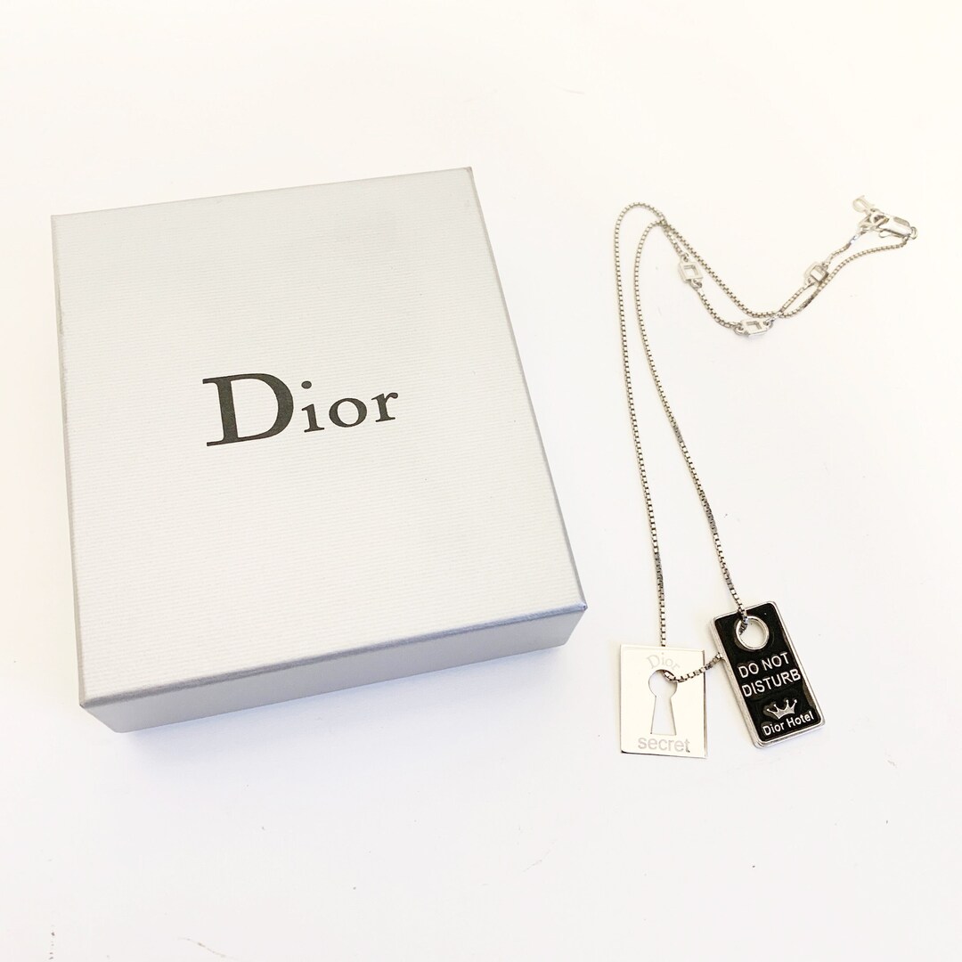 Christian Dior Logo Silver Necklace - Etsy