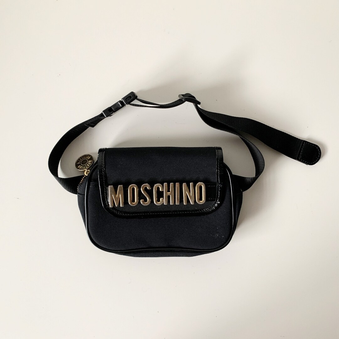 MOSCHINO Vintage Gold Logo Mini Waist Bag - Etsy