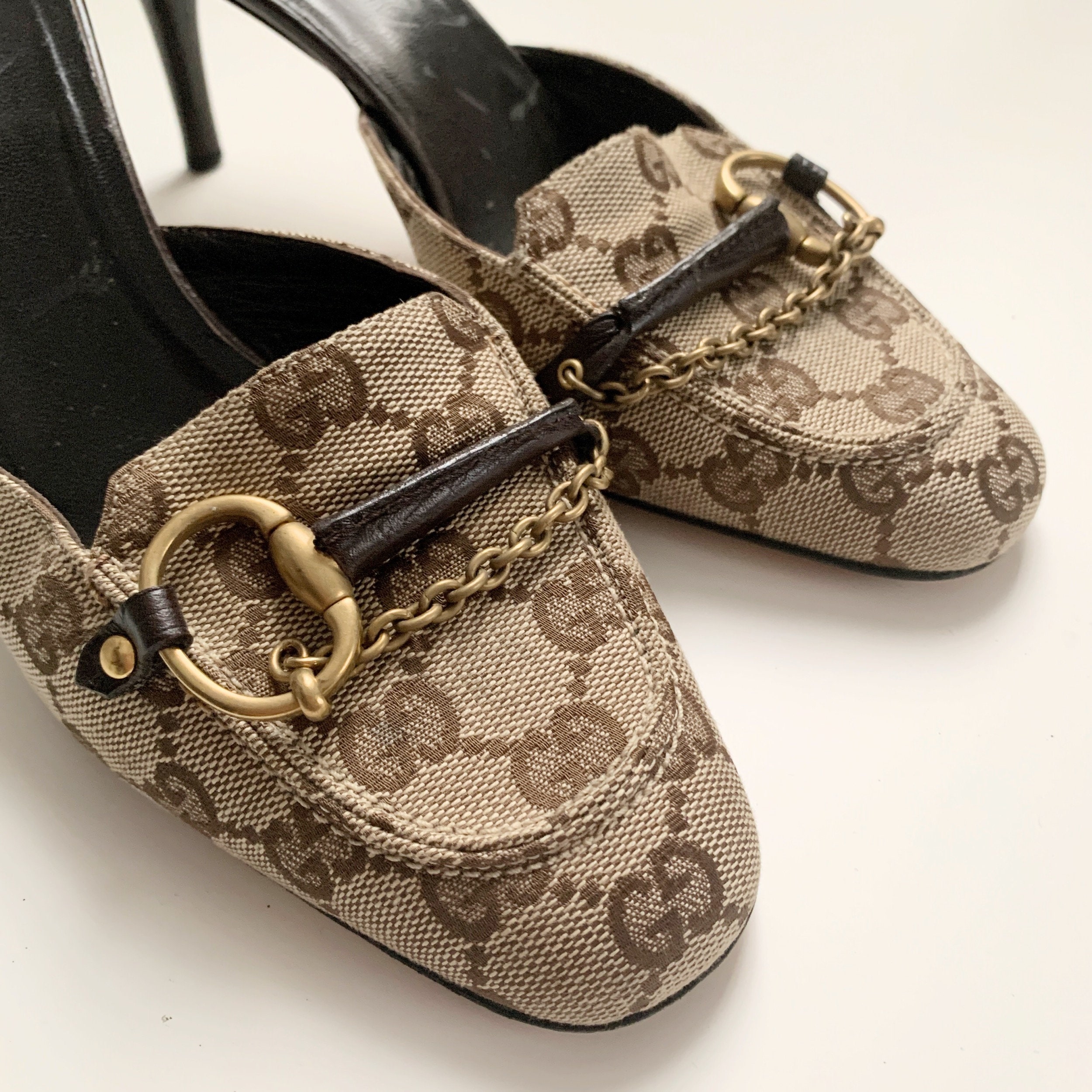 GUCCI Vintage Horsebit Hardware GG Logo Mule Pumps - Etsy