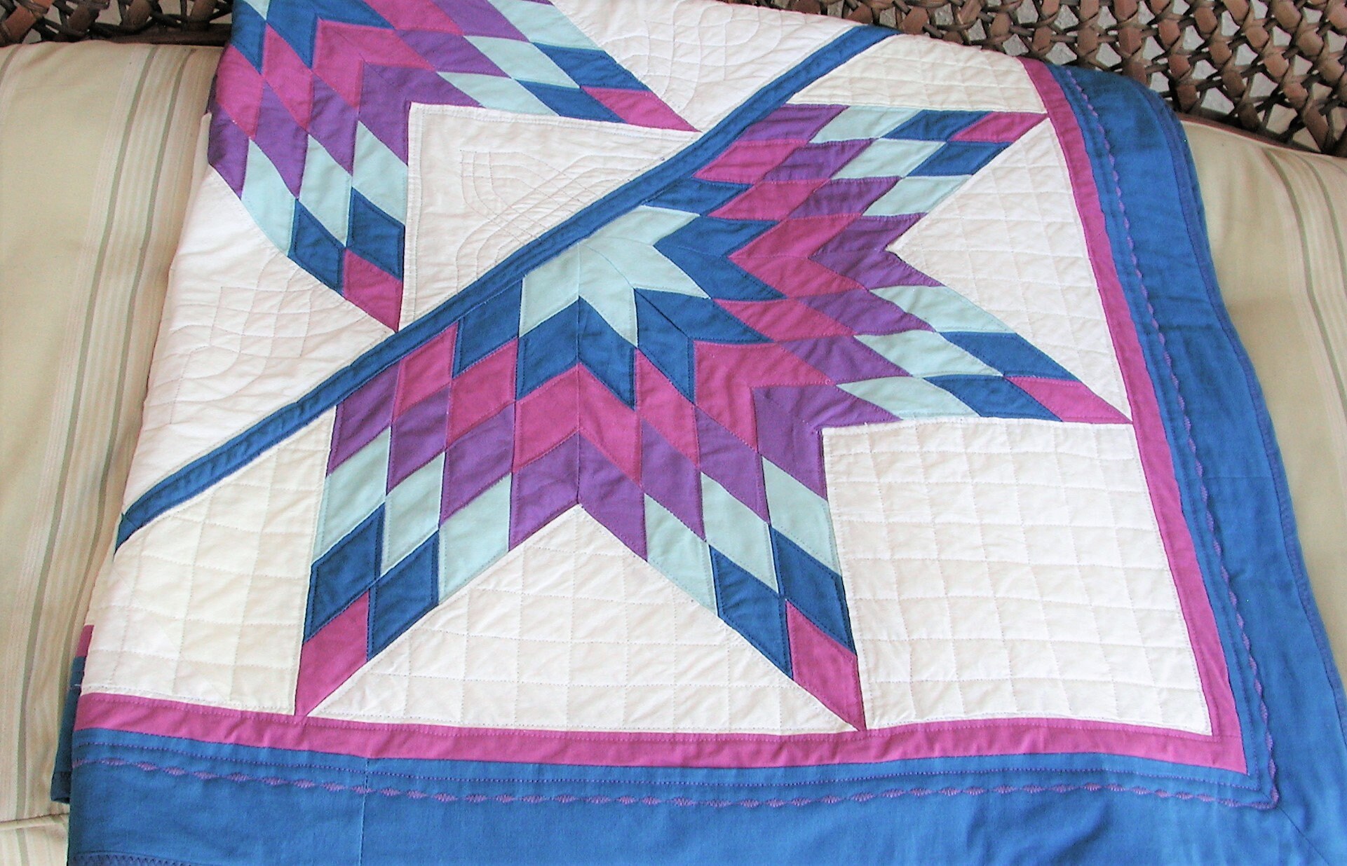Quilted Lone Star Lap Quilt Handmade Lap Quilt Blue - Etsy