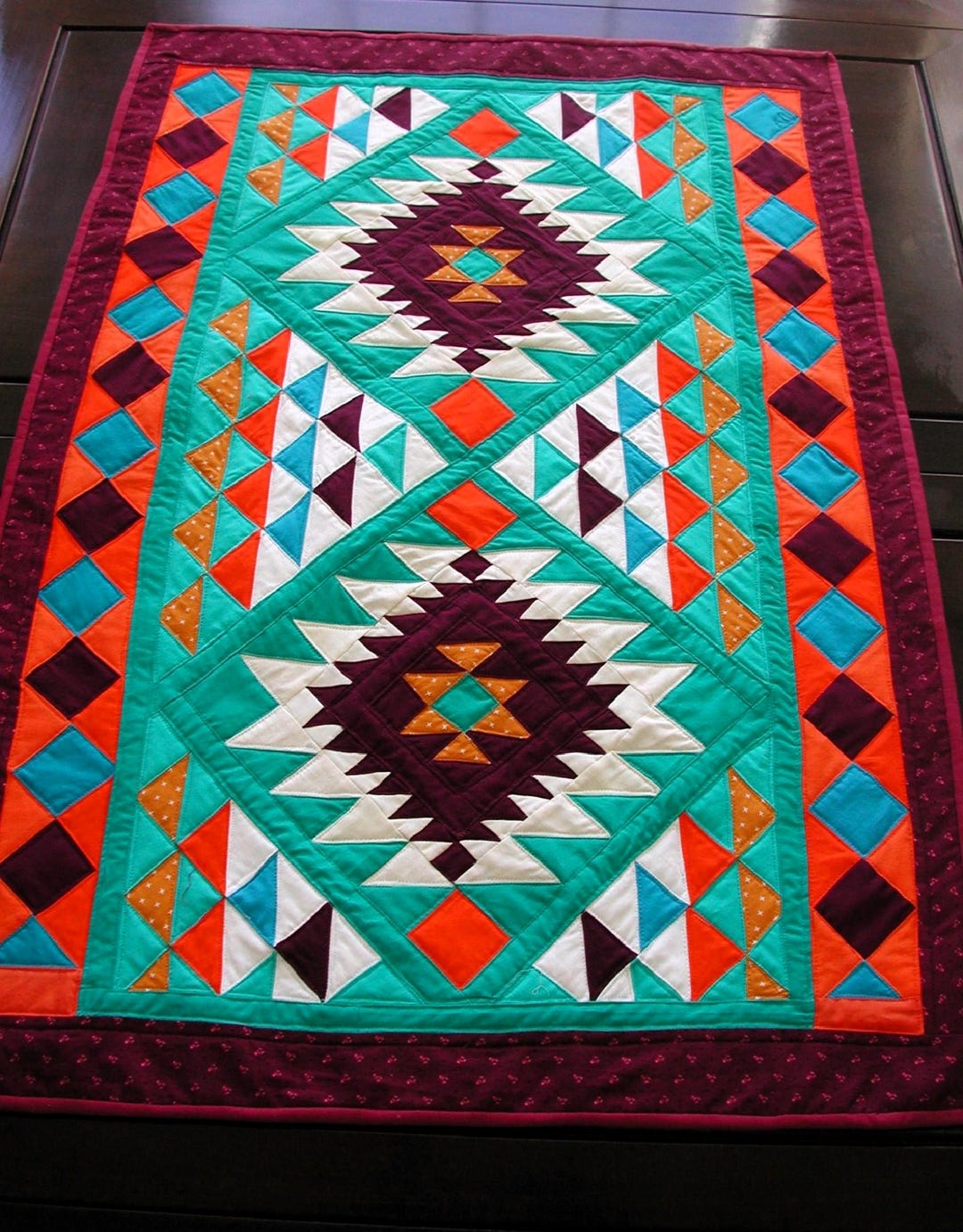 Southwest Quilted Table Topper, Handmade 24 by 36 Table Topper, All ...