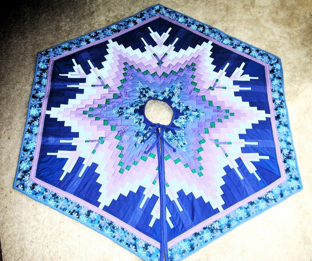 Christmas Bargello Quilted Tree Skirt, Handmade Patchwork Tree Skirt ...