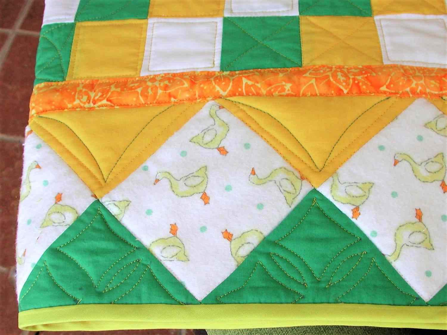 Yellow and Green Baby Quilt, Handmade, Baby Girl Quilt, Baby Boy Quilt ...