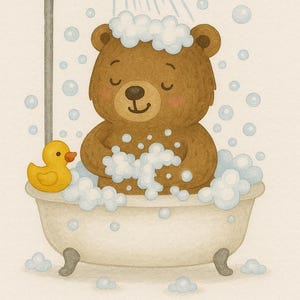 Printable Bear Bathroom Signs – Kids Bathroom Decor | Brush Teeth, Wash ...