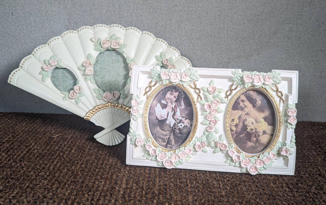 SET OF TWO Photo Dresser Frames Fan With Three Openings and Double ...