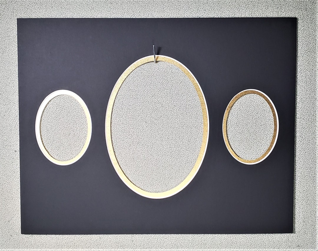 PHOTO MAT 3 Openings Ovals 5x7 - 3x4 Outside Size 11x14 With Choice of ...