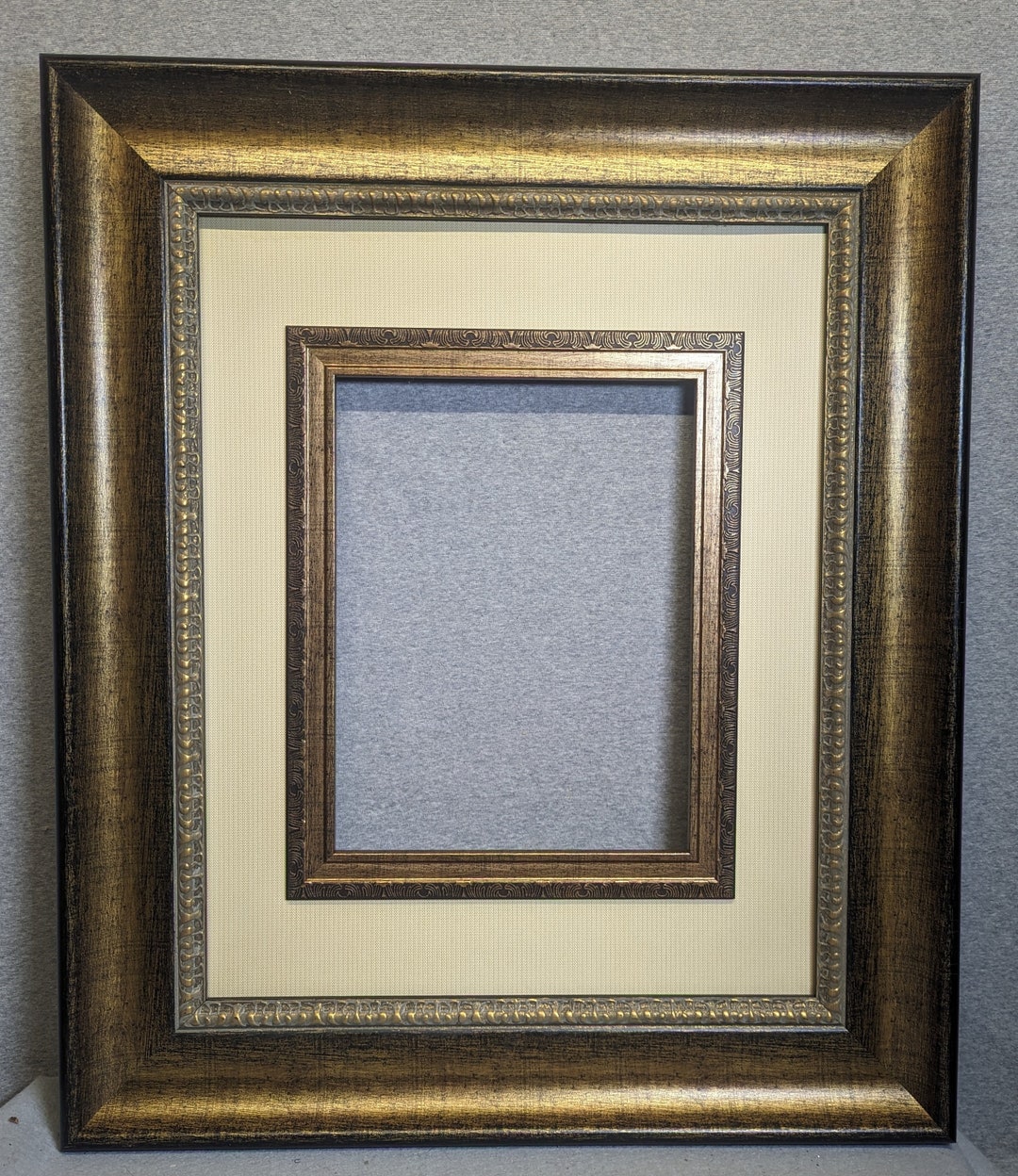 16x20 Frame Wide Large Dark Antique Gold With Mat to Fit 9x12 With ...