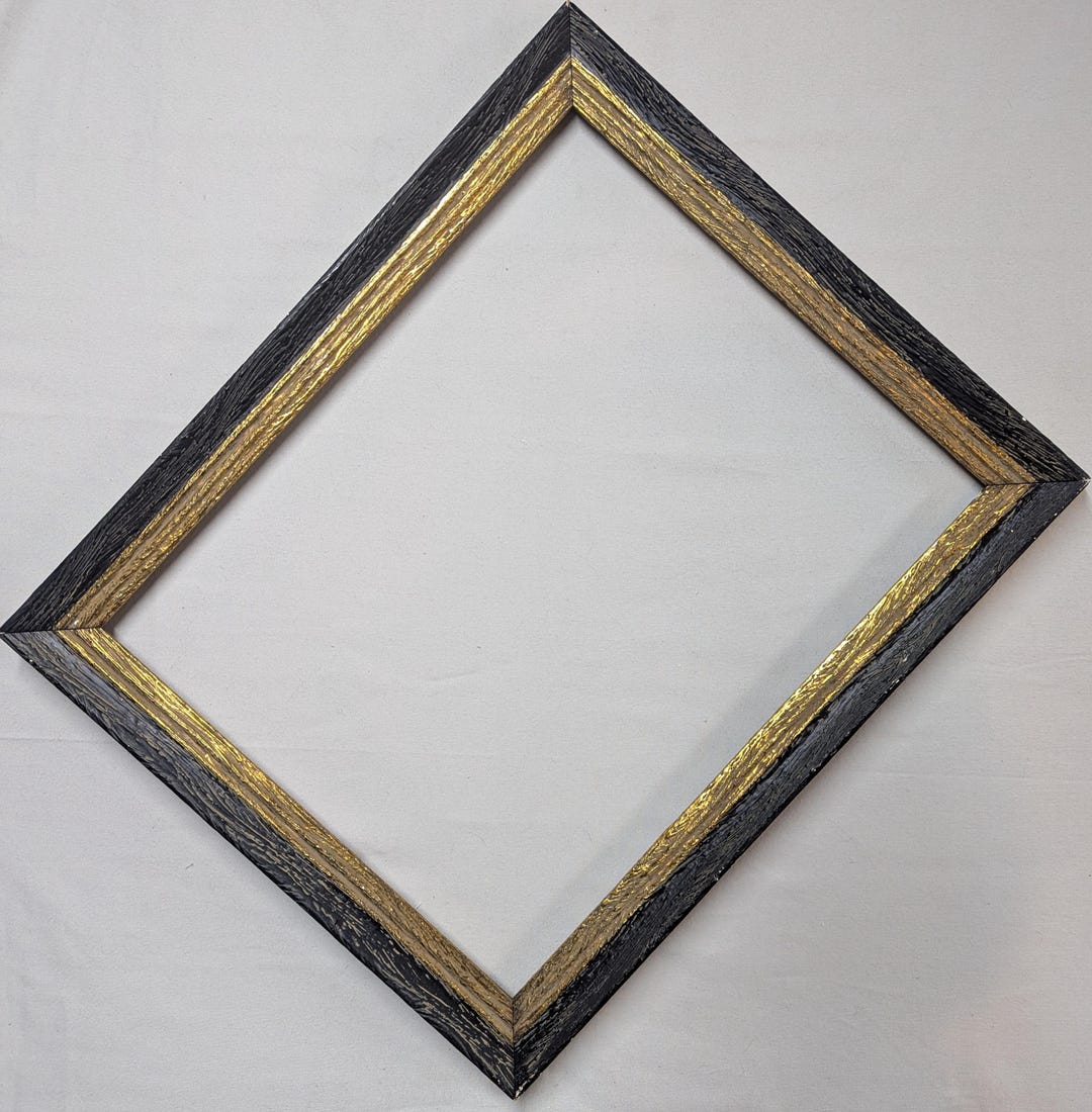 16x20 Frame Dark Brown Rustic With Gold Edge With Optional Glass and ...