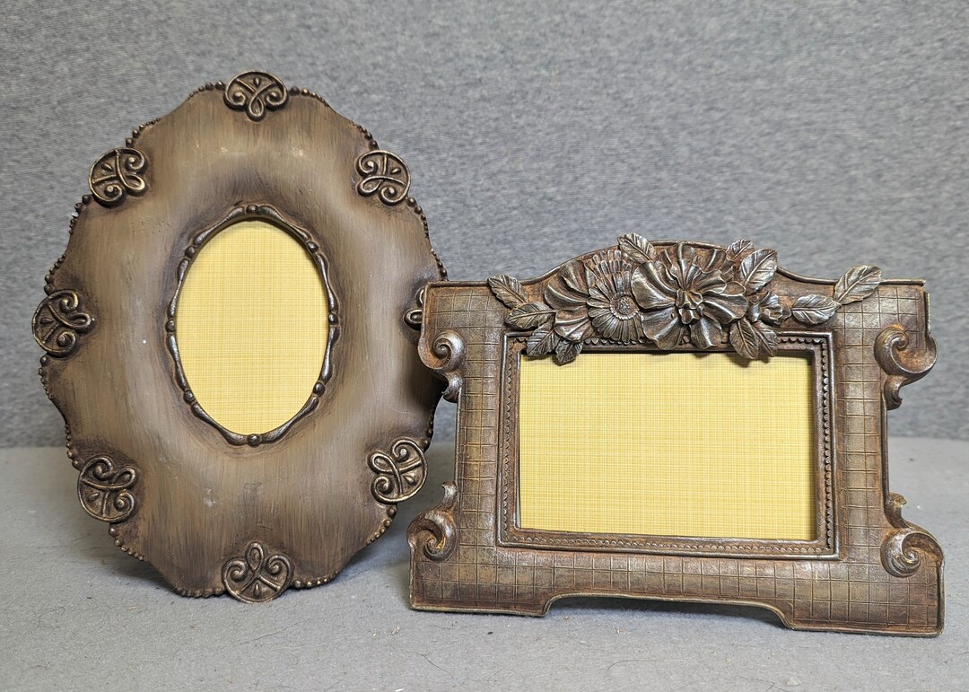 SET OF TWO Photo Frames Small Size Caramel Brown Ornate With Choice of ...