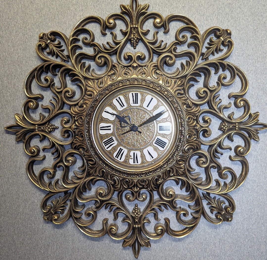 Westclox Vintage Wall Clock Ornate Gold Candella Model 46281 Very Large ...