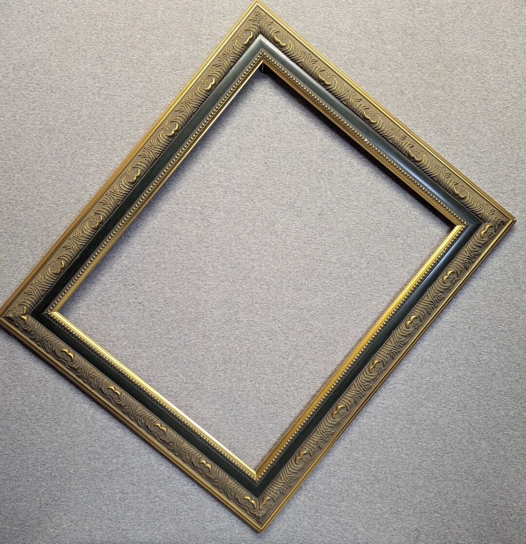 16x20 Frame Gold Ornate With Grey With Optional Glass and Custom Cut ...