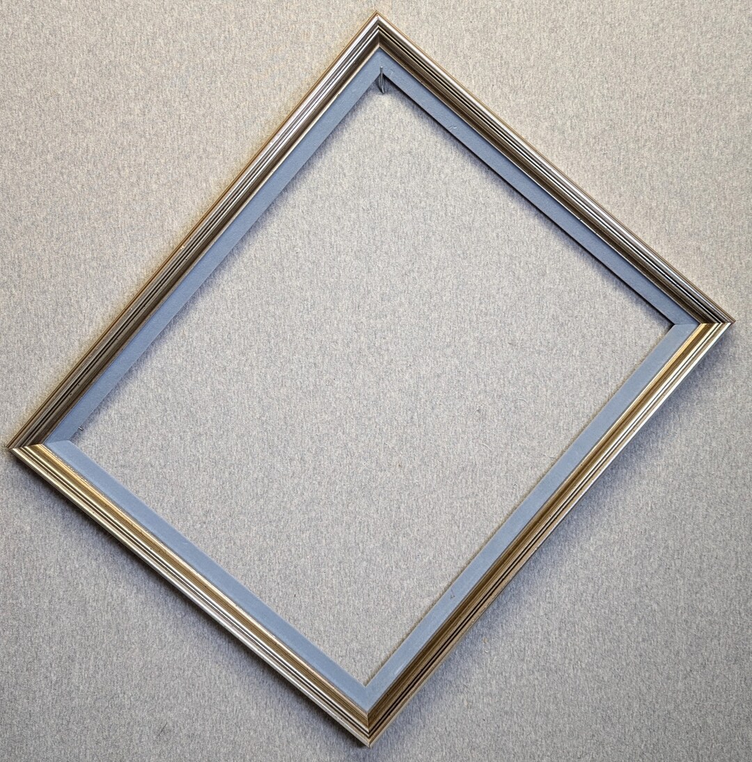 13x16 Frame Silver With Blue Velvet Liner With Optional Custom Cut ...