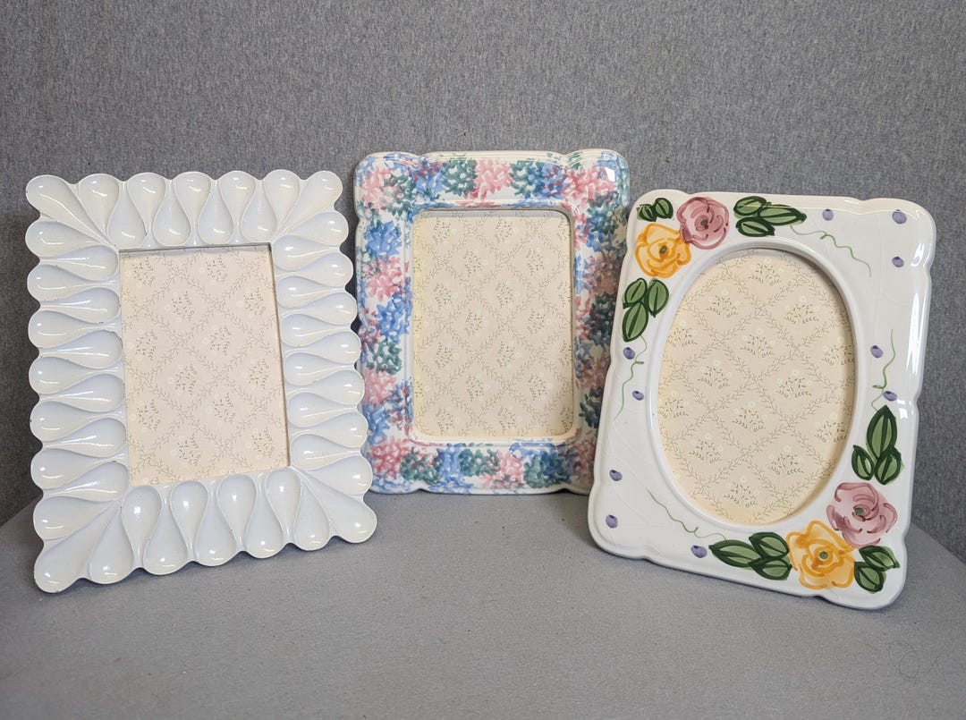 Ceramic Photo Frames SET OF THREE White 5x7 and 4x6 With Choice of ...