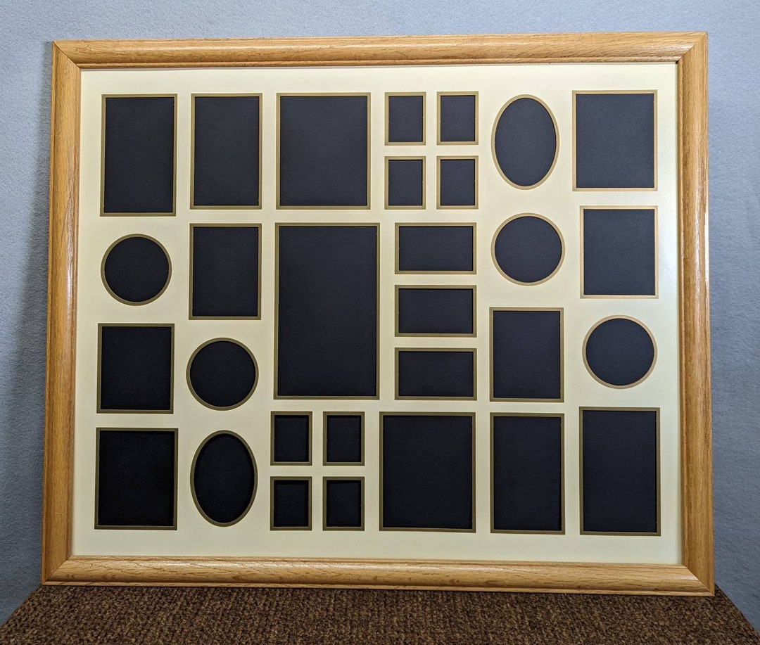 18x22 Frame Oak With Multi Opening Paper Mat With Optional Acrylic and ...