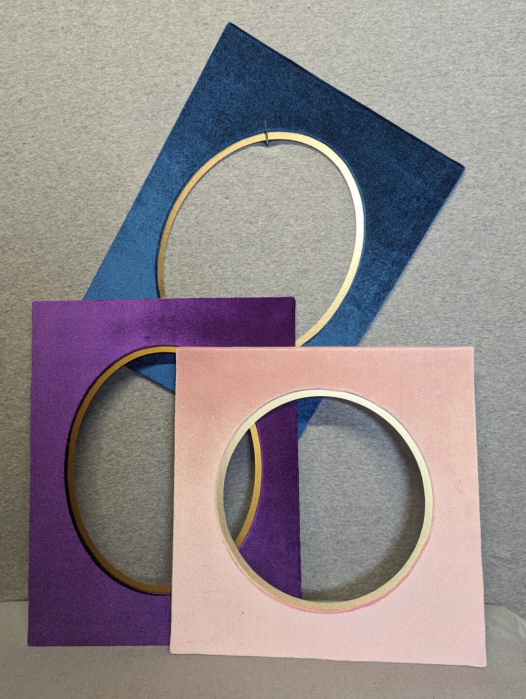 Oval and Round VELVET Picture Matting Hand Wrapped Double Mat Choice of ...