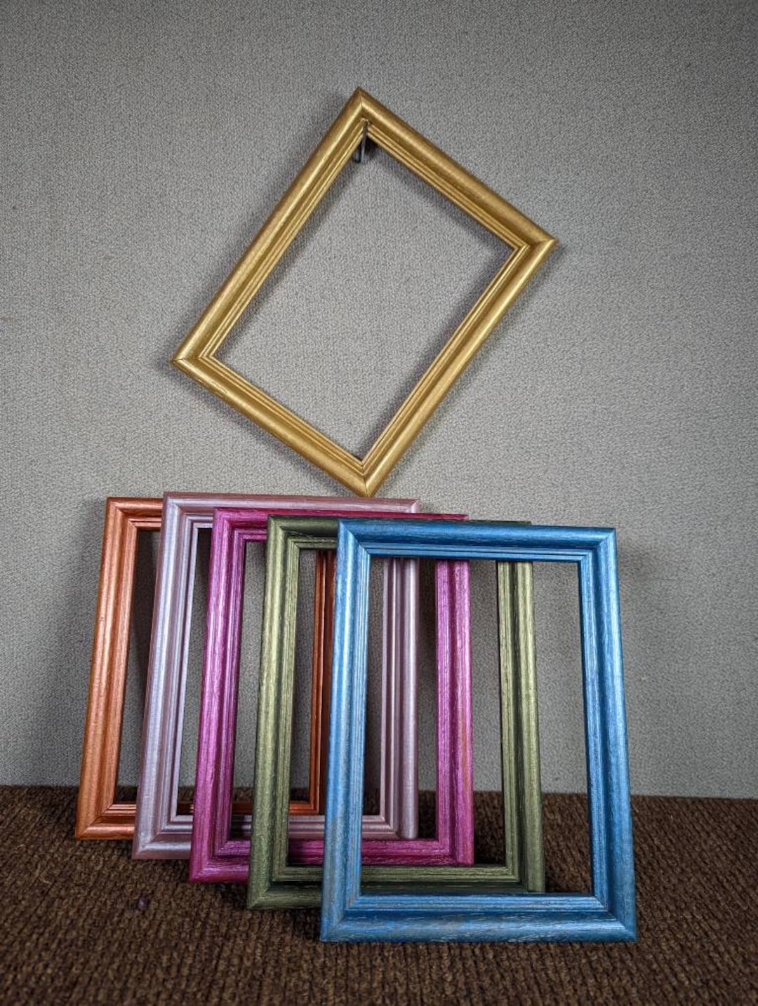 5x7 Frame METALLIC Gold Pink Copper Blue Green With Optional Glass and ...