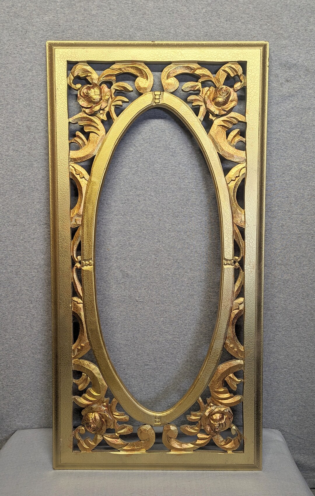 10x23 Oval Frame Spandrel Gold Ornate With Roses Peek a Boo With ...