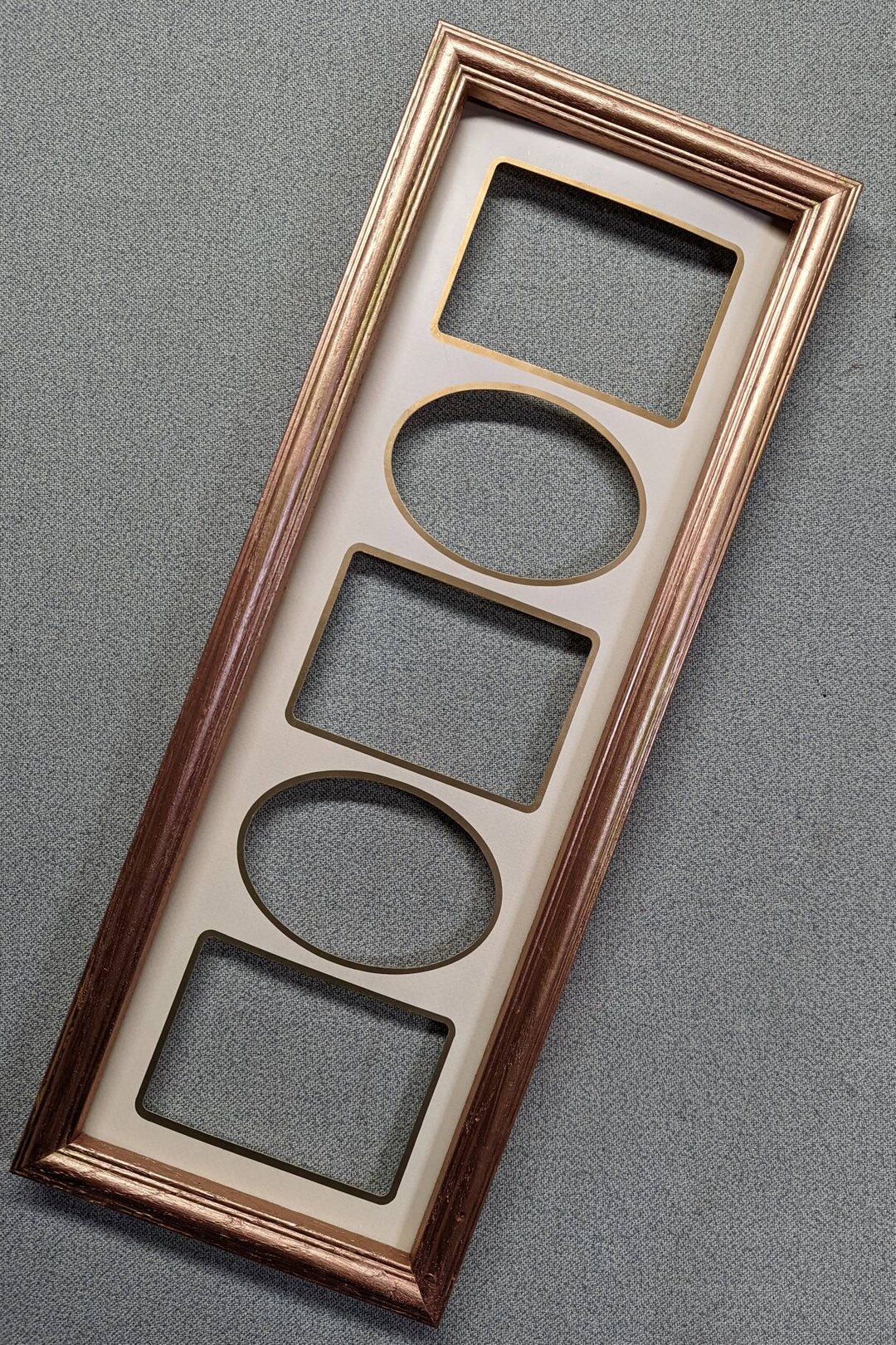 6x18 Frame Gold Oak With Optional Multi Opening Mat With Optional Glass ...