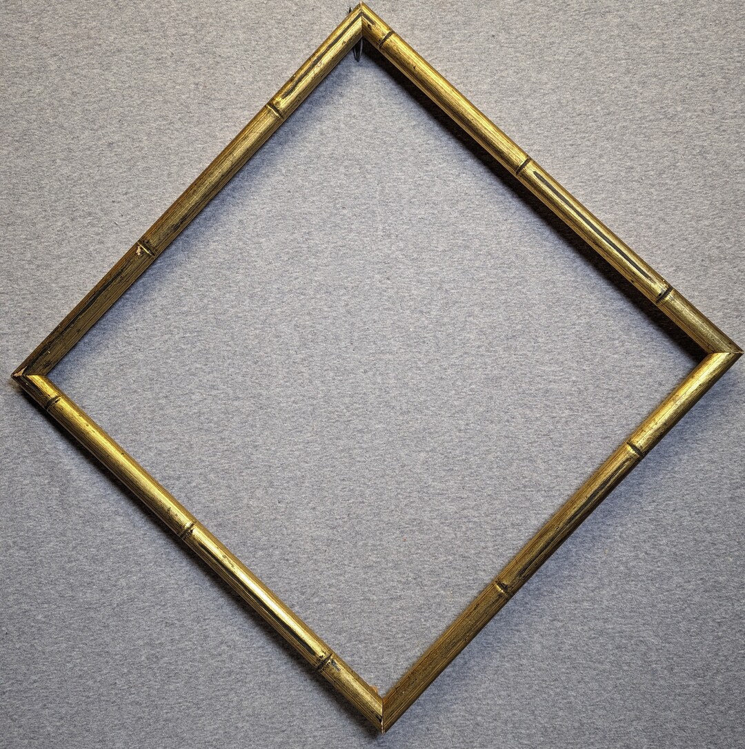 14x14 Frame Vintage Narrow Bamboo Gold With Optional Glass and Custom ...