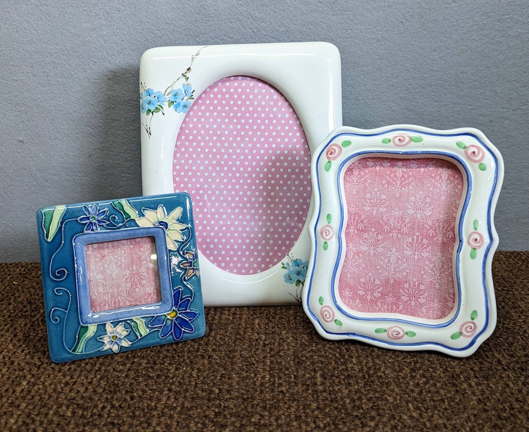 SET OF THREE Frames Ceramic 5x7 4x5 and 2x2 With Regular Glass - Etsy