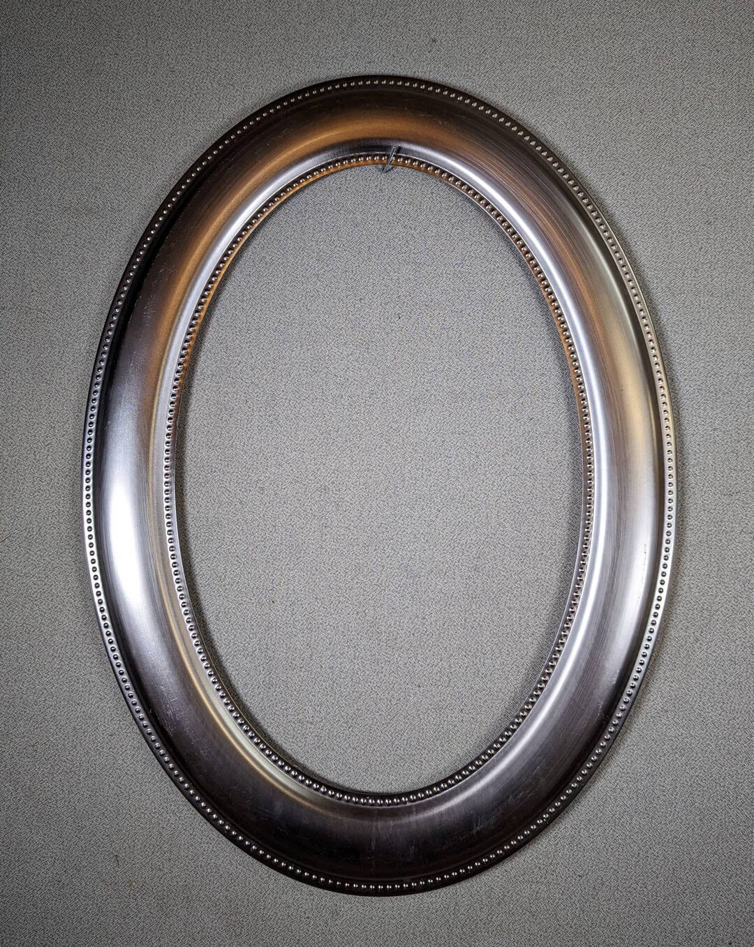 12x19 Oval Frame (approximate Size) Brushed Silver Tone Metal With ...
