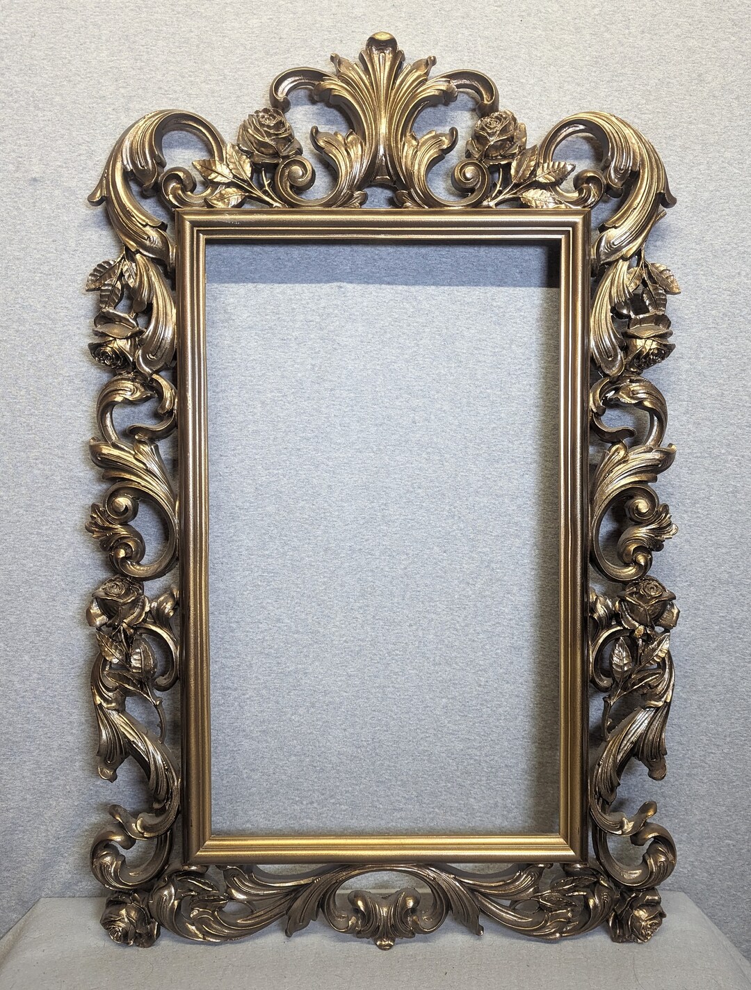 12x20 Frame Vintage Syroco Homco 1970s Ornate Antique Gold With ...