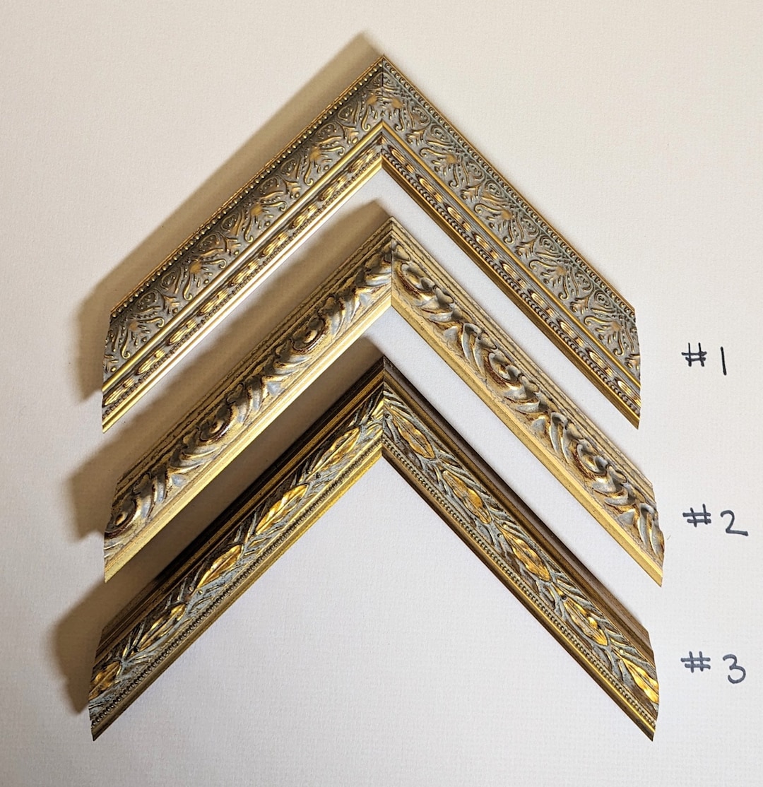 GOLD Ornate Frame Medium Width Any Size up to 24x36 - CUSTOM SIZES With ...