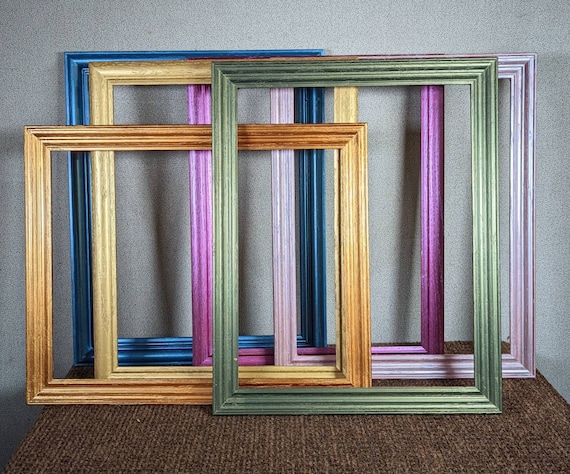11x14 Wood Frame METALLIC Colors Medium Profile With Optional Glass and Custom Cut Matting Etsy