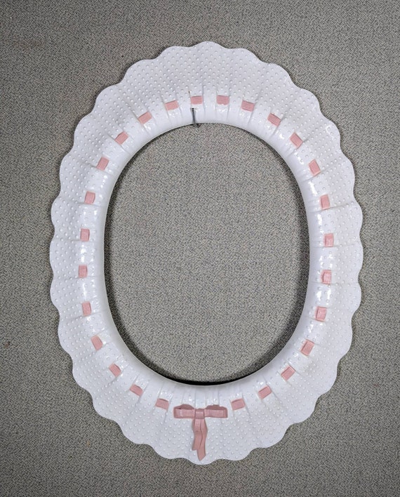 8x10 Oval Frame Vintage Plastic White and Pink With Optional | Etsy