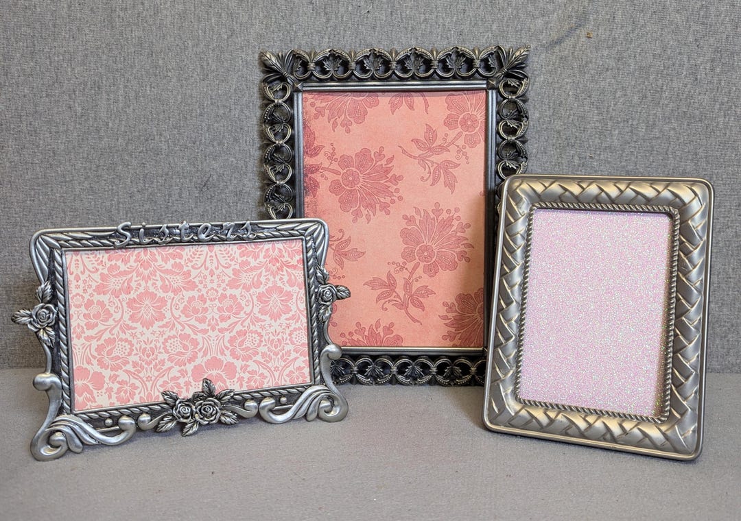 SET OF THREE Photo Frames Pewter Vintage to Fit 5x7 4x6 3 1/2 X 5 With ...