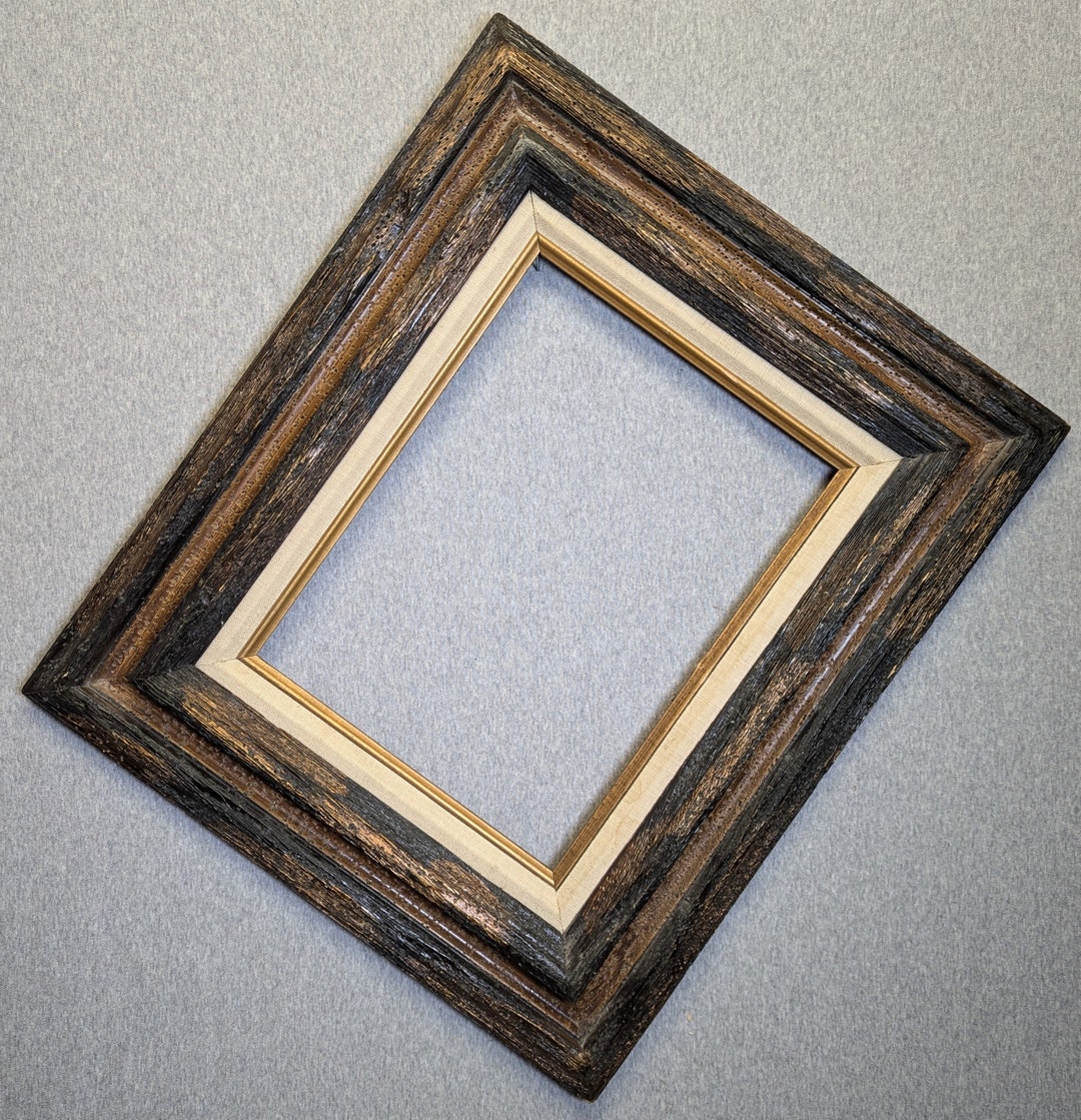9x12 Frame Very Wide Dark Brown Rustic With Linen Liner With Optional ...