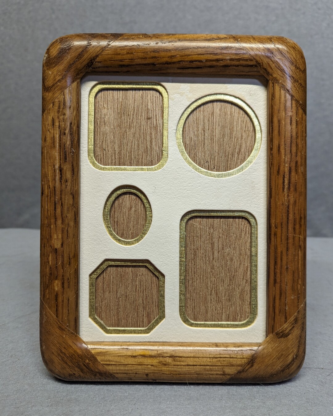 5x7 Frame Vintage Oak With Multi Opening Mat With Optional Glass and ...