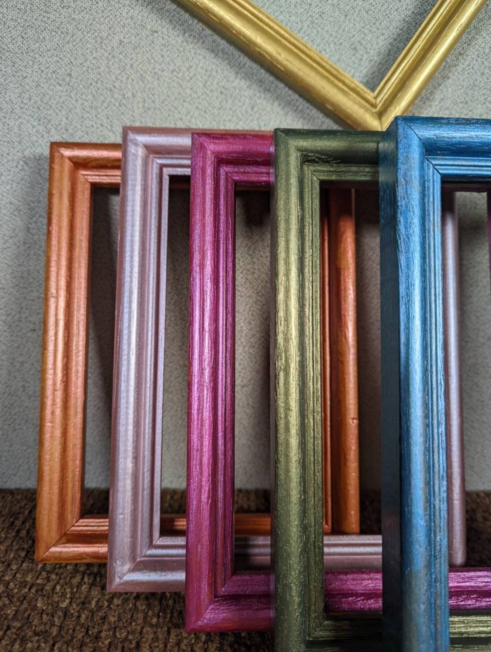 5x7 Frame METALLIC Gold Pink Copper Blue Green With Optional Glass and ...