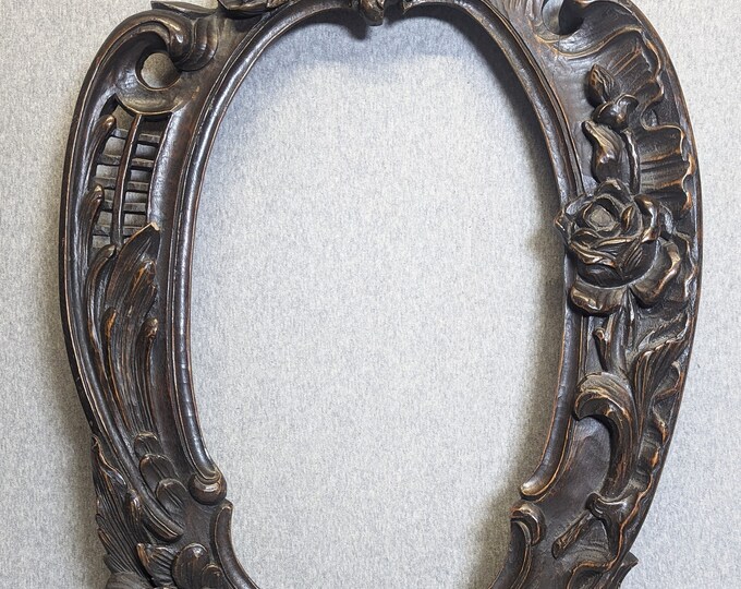 9x15 Oval Frame approximate Size Vintage Carved Wood With Easel or Wall ...