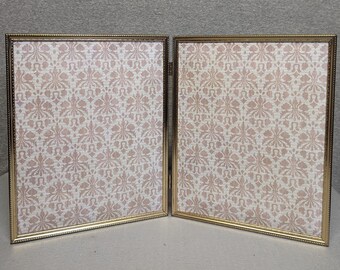 8x10 Photo Frame Triple Opening Hinged Vintage Gold Metal With Choice ...
