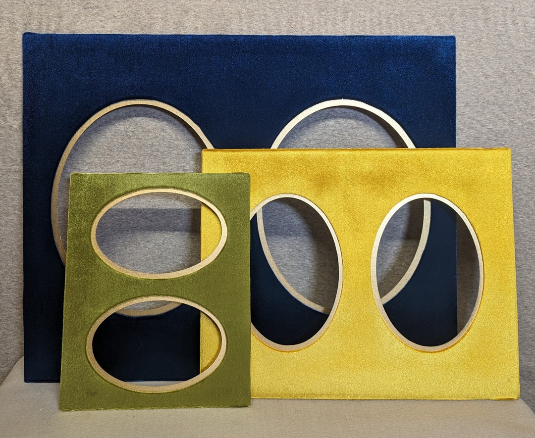 VELVET Hand Wrapped Double Oval Opening Photo Mat Choice of Color ...