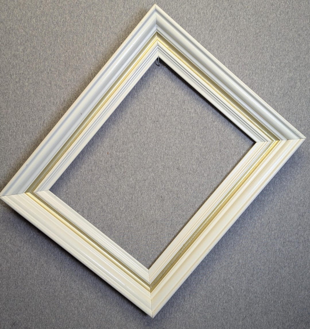 10x13 Frame Vintage White and Gold With Optional Glass and Custom Cut ...