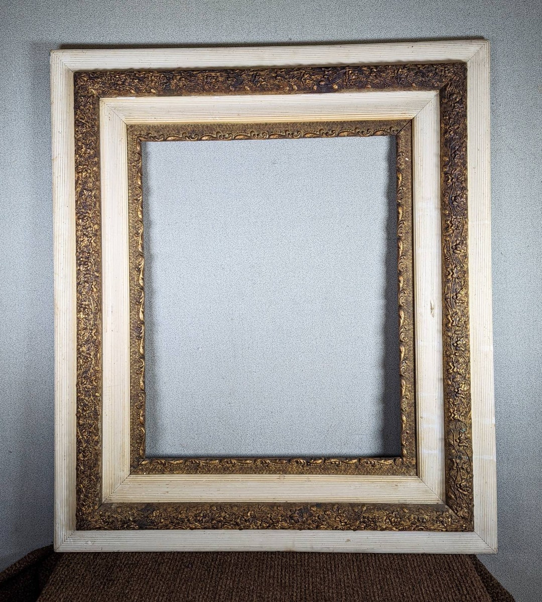 16x20 Frame Vintage Very Ornate Wide White and Gold With - Etsy