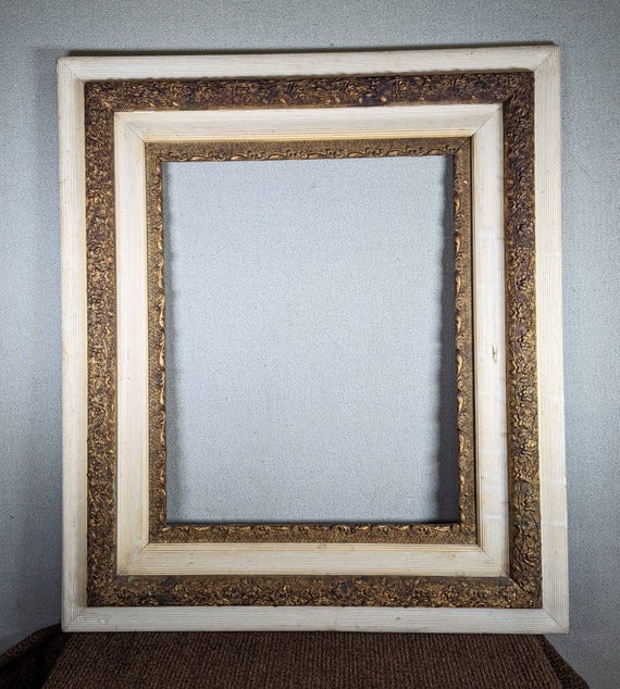 16x20 Frame Vintage Very Ornate Wide White and Gold With | Etsy