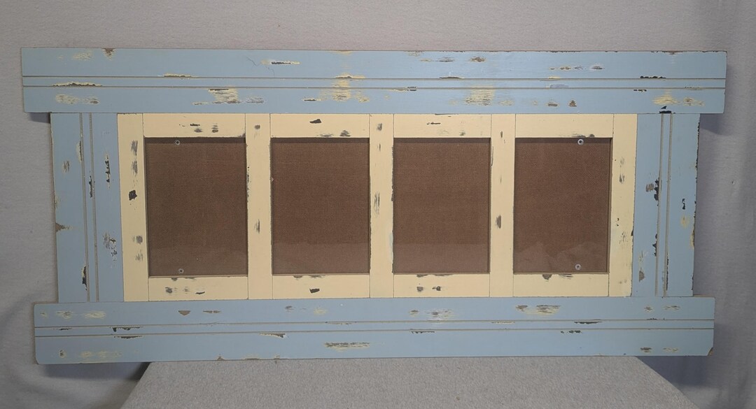 Multi Opening Photo Frame for FOUR 5x7 Photos Baby Blue and Creamy Yellow Shabby Decor - Etsy