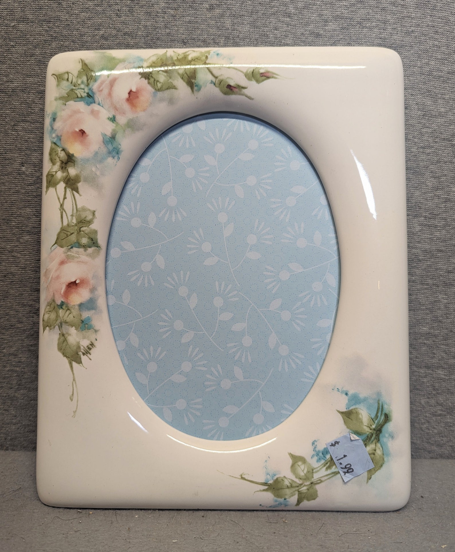 5x7 Frame Vintage White Ceramic Spandrel Oval Opening With Choice of ...