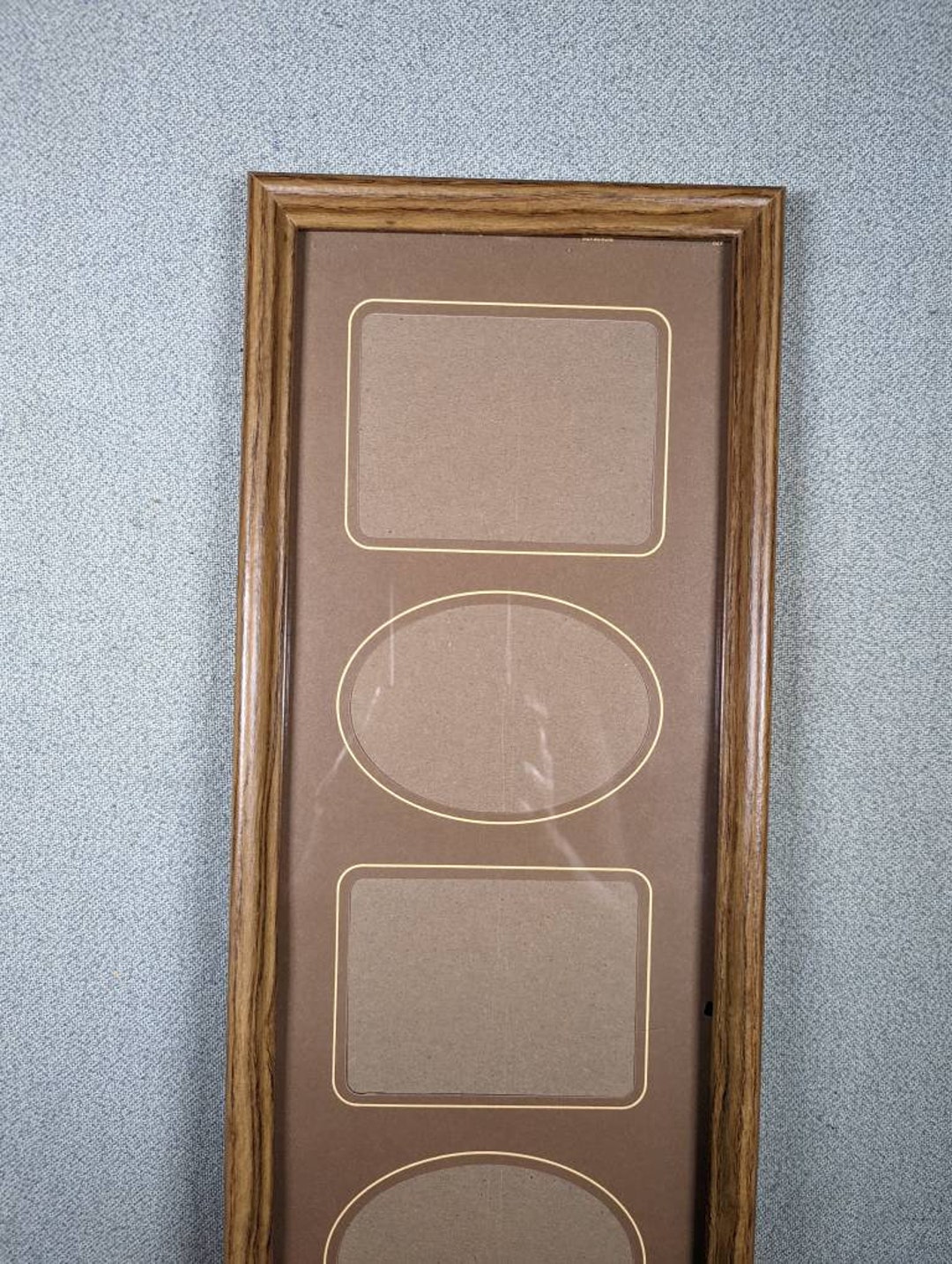 6x20 Frame Vintage Narrow Brown With Multi Opening Paper Mat Fits 3x4s ...