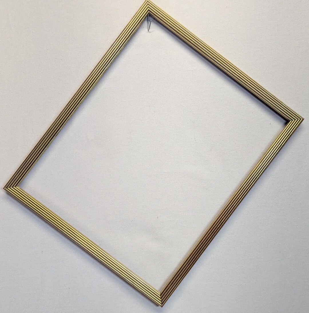 14x17 Frame Gold With Ridges Narrow Profile With Optional Glass and ...