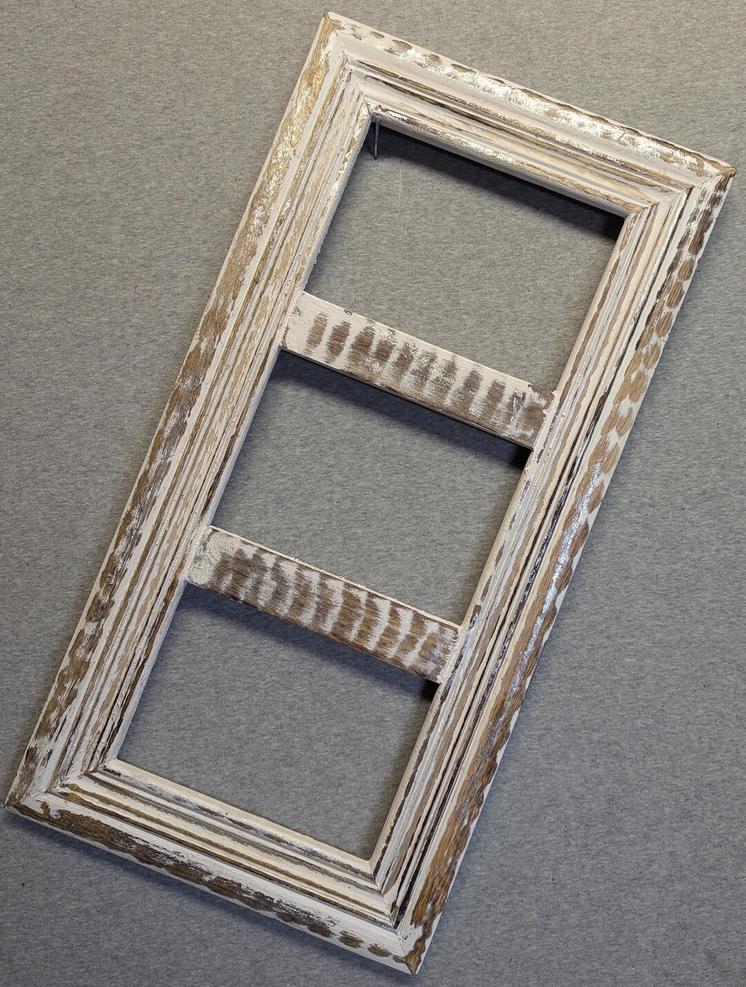 5x7 Triple Opening Frame Rustic Distressed Style With Choice of Glass ...