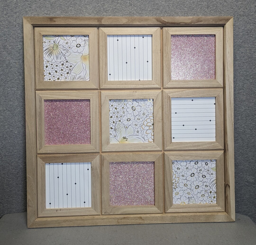 Nine Opening Frame for 4x4 Art or Photo Rustic Light Tan Wood - Etsy