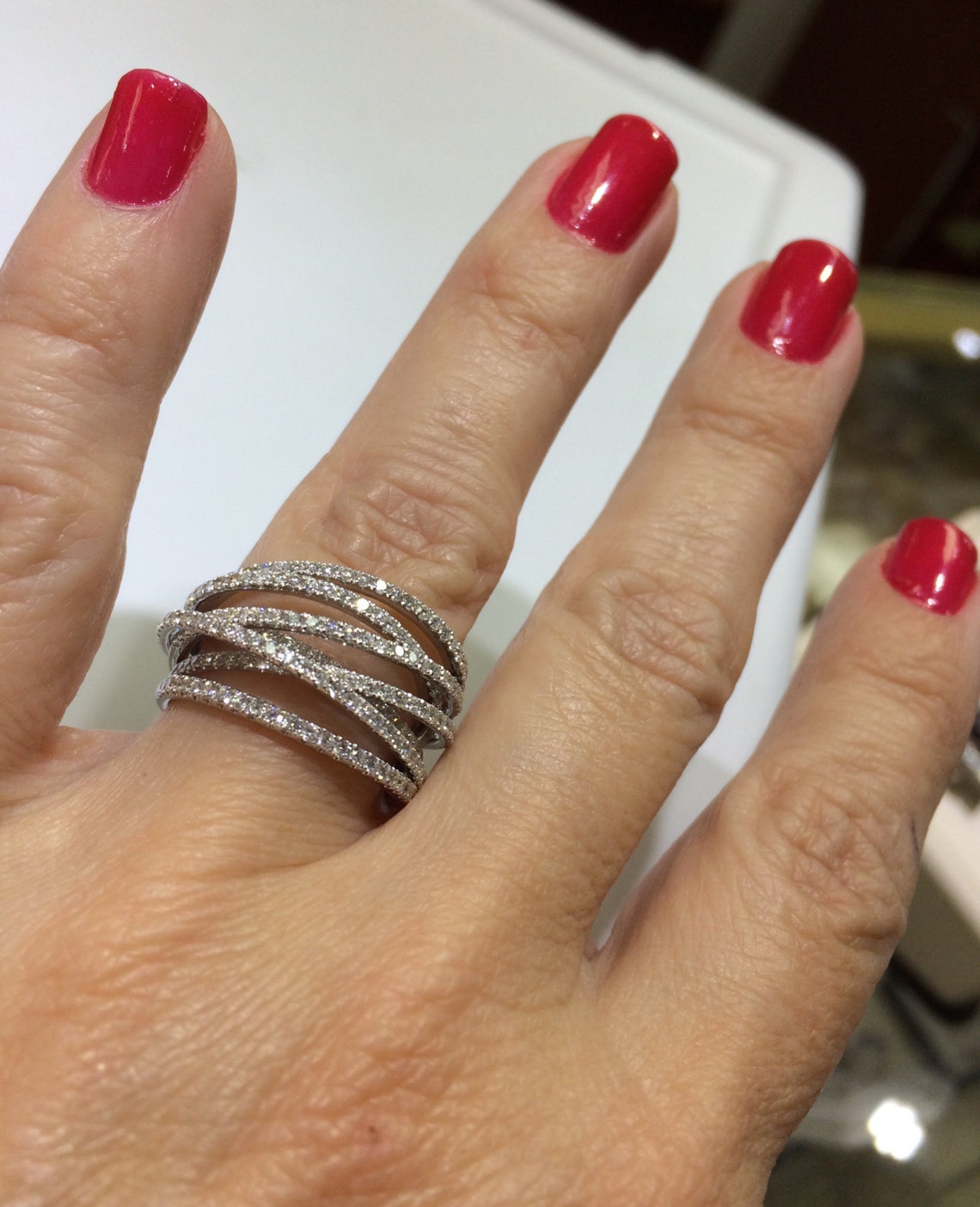 Spiral Wrap Around Women's Diamond Ring in 18 K White - Etsy