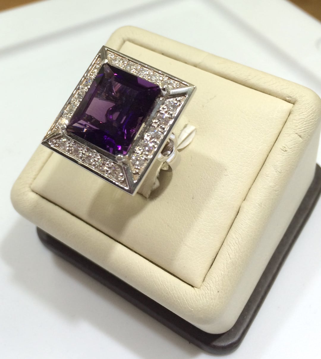 Amethyst Princess Cut Women's Diamond Ring in 14k White Gold.babbief ...