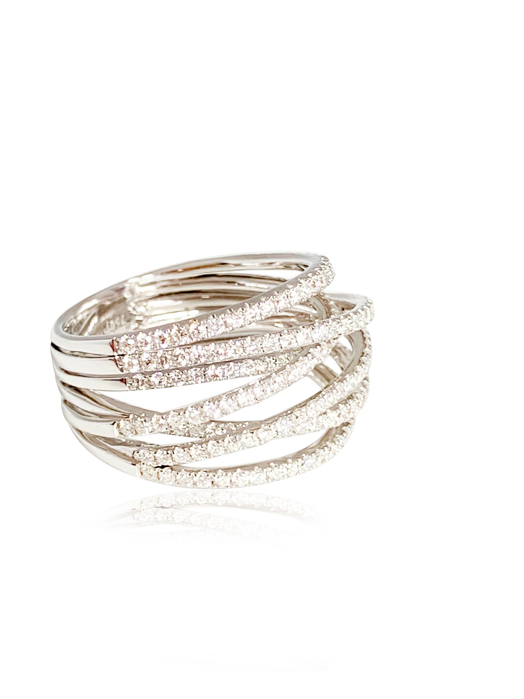 Spiral- Wrap Around Women's Diamond Ring in 18 K White Gold - Etsy