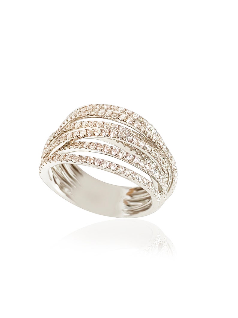Spiral- Wrap Around Women's Diamond Ring in 18 K White Gold - Etsy